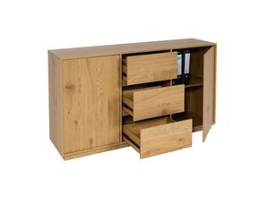 4057651534039 - Sideboard MCW-J78 Kommode Schrank Highboard Schublade MDF Soft-Close 86x160x40cm ~ Eiche-Optik