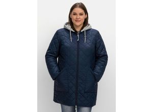 4063136681747 - Große Größen Steppjacke mit Jerseykapuze und 2-Wege-Zipper nachtblau Gr52