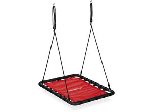 4052025424237 - Relaxdays - Nestschaukel Kinder & Erwachsene bis 100 kg belastbar BxT 103 x 77 cm eckige Netzschaukel outdoor rot