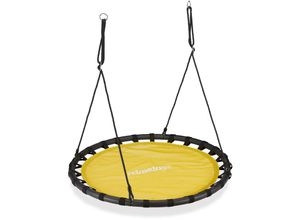 4052025927059 - Nestschaukel runde Hängeschaukel für Kinder & Erwachsene verstellbar draußen ø 120 cm bis 100 kg gelb - Relaxdays