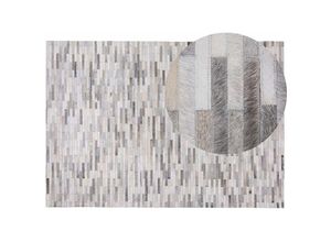 4260586354904 - Beliani - Teppich Grau 160 x 200 cm aus Leder Kurzhaarteppich Handgefertigt Patchwork Rechteckig Modern - Grau