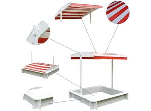 4251675202411 - Sandkasten mit Sonndendach Sandkiste Weiß Sandbox Holzsandkasten Spielhaus - Melko