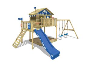 4251511809293 - Wickey - Spielturm Klettergerüst Smart Coast mit Schaukel & Rutsche Stelzenhaus mit Sandkasten Kletterleiter & Spiel-Zubehör - blau - 1