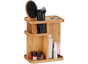 4052025227654 - Relaxdays - Make Up Organizer Bambus drehbarer Kosmetik Organizer für Badezimmer & Schminktisch hbt 31x255x18 cm natur