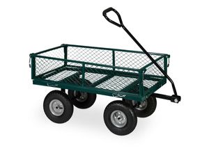 4052025361792 - Handwagen praktischer Bollerwagen für den Garten mit Luftbereifung klappbare Seitenteile bis 200 kg grün - Relaxdays