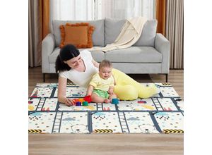 4260595753477 - Spielmatte   Spielteppich für Kinder doppelseitig mit Wald 200 x 180 cm - Bär - Baby Vivo