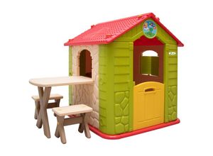 4057216011944 - Littletom - Kinder Spielhaus ab 1 - Garten Kinderhaus mit Tisch - Indoor Kinderspielhaus - grün