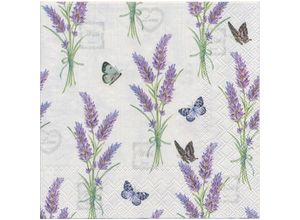 8712159161854 - Servietten Lavendel Schmetterling 33 x 33 cm 20 Stück