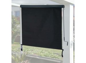 4057651402017 - Vertikalmarkise MCW-F42 Senkrechtmarkise Sichtschutz Außenrollo Rollo UV-Schutz 50 Stoff ~ 250x180cm schwarz