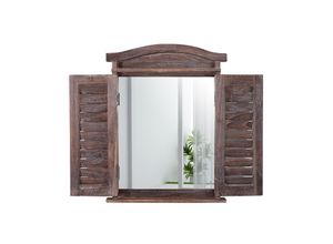 4052826046379 - Wandspiegel Spiegelfenster mit Fensterläden 53x42x5cm ~ braun shabby