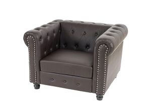 4052826151158 - Luxus Sessel Loungesessel Relaxsessel Chesterfield Edingburgh Kunstleder ~ runde Füße braun