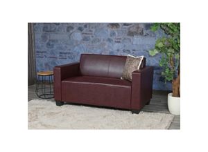 4057651497693 - 2er Sofa Couch Moncalieri Loungesofa Kunstleder ~ rot-braun