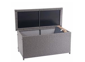 4057651299938 - Poly-Rattan Kissenbox MCW-D88 Gartentruhe Auflagenbox Truhe ~ Basic grau 63x135x52cm 320l