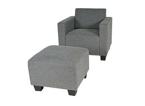 4057651498256 - Modular Sessel Loungesessel mit Ottomane Moncalieri Stoff Textil ~ grau