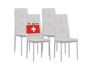 4250263734778 - Albatros Esszimmerstühle DIAMOND 4er Set Weiss - Edler Diamant-Look Polsterstuhl mit Kunstleder-Bezug Modernes Stilvolles Design am Esstisch Küchenstuhl Stuhl Esszimmer hohe Belastbarkeit