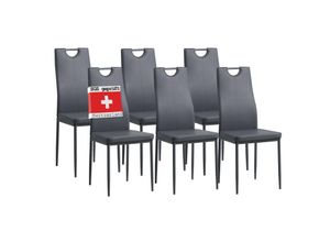 4250263734181 - Albatros Esszimmerstühle SALERNO 6er Set Grau - Edles Italienisches Design Polsterstuhl Kunstleder-Bezug Modern und Stilvoll am Esstisch - Küchenstuhl Stuhl Esszimmer hohe Belastbarkeit