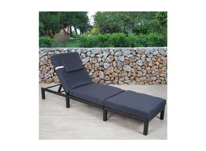 4057651216706 - Poly-Rattan Sonnenliege MCW-A51 Relaxliege Gartenliege Liege ~ Premium anthrazit Kissen grau