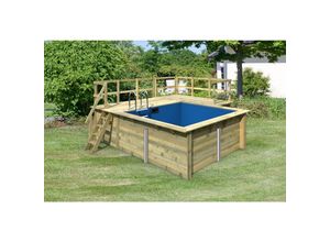 4010090236384 - Karibu Rechteckiger kdi Massivholz Pool 3087 x 2765 cm Set mit 2 Sonnenterrassen inkl