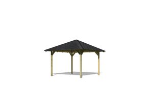 4010090688206 - CHILLROI Quadratischer Holzpavillon 289 x 289 cm SET mit Dachschindeln Gartenpavillon Terrassenüberdachung