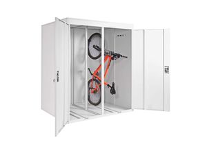 4057651433257 - 2er-Fahrradgarage MCW-H66 Fahrradbox Gerätehaus Fahrradunterstand erweiterbar abschließbar Metall ~ hellgrau