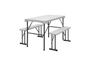 4057216042634 - Bierzeltgarnitur für 4 Personen - 112 x 61 cm Bierbank Set - Tisch mit 2 Bänken