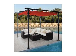 4057651502359 - Pergola MCW-C42 Garten Pavillon stabiles 6cm-Gestell + Schiebedach ~ 3x3m terracotta