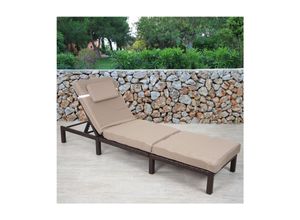 4057651216638 - Poly-Rattan Sonnenliege MCW-A51 Relaxliege Gartenliege Liege ~ Premium braun Kissen creme