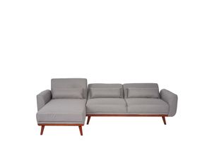 4057651239330 - Sofa MCW-J20 Couch Ecksofa L-Form 3-Sitzer Liegefläche Schlaffunktion Stoff Textil 280cm ~ grau