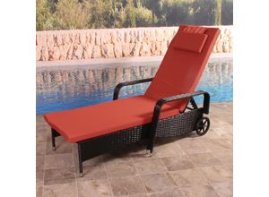 4057651214351 - Poly-Rattan Sonnenliege Cesena Relaxliege Gartenliege Liege Alu ~ anthrazit Kissen terracotta