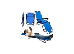 4057216003031 - - Campingstuhl Liegestuhl Freizeitliege Sonnenliege Strandliege Campingliege Klappliege Liege incl Auflage 178cm Blau - blau