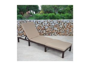 4057651216805 - Poly-Rattan Sonnenliege MCW-A51 Relaxliege Gartenliege Liege ~ Basic braun Kissen creme