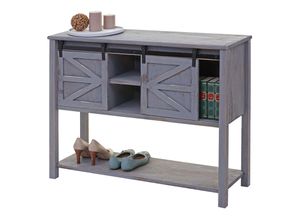 4057651313283 - Kommode MCW-D57 Schiebetürenschrank Sideboard Schrank Shabby-Look Vintage 81x102x34cm ~ dunkelgrau