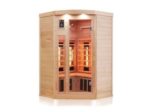 4251575100152 - Dewello - Infrarotkabine Infrarotsauna Lakefield inkl Vollspektrumstrahler für 2-3 Personen - LED-Farblicht - Wärmekabine mit Radio Bluetooth 140