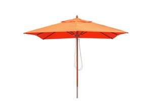 4057651300979 - Gastronomie Holz-Sonnenschirm MCW-C57 Gartenschirm Polyester Holz 14kg eckig 3x3m Seilzug stoßsicher ~ terracotta