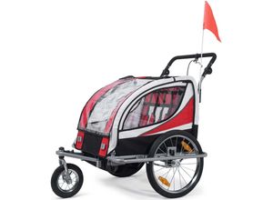 4260196248174 - 360° drehbarer Fahrradanhänger 2in1 Jogger - in Rot - Silver Frame