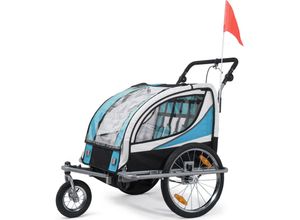 4260196248181 - 360° drehbarer Fahrradanhänger 2in1 Jogger - in Blau - Silver Frame