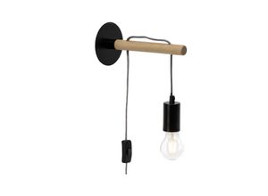 4004353292170 - BRILLIANT Lampe Jarbo Wandleuchte Zuleitung schwarz holzfarbend 1x A60 E27 60W geeignet für Normallampen (nicht enthalten) Mit Zuleitung und Schnurzwischenschalter