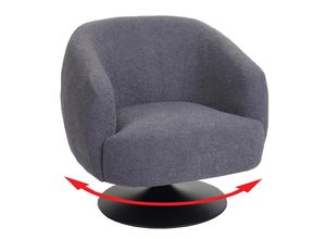 4057651535548 - Lounge-Sessel MCW-J76 Cocktailsessel Sessel drehbar Bouclé Stoff Metall ~ dunkelgrau