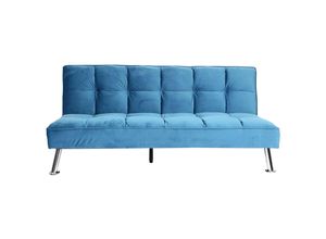 4057651773155 - Sofa MCW-K21 Klappsofa Couch Schlafsofa Nosagfederung Schlaffunktion Liegefläche 187x107cm ~ Samt blau