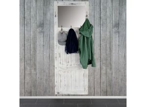 4052826151912 - Garderobe Wandgarderobe mit Spiegel Wandhaken 180x65x7cm Shabby-Look Shabby-Chic Vintage ~ weiß