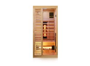 4251575100053 - Dewello - Infrarotkabine Infrarotsauna Hamlin inkl Vollspektrumstrahler für 1 Person - LED-Farblicht - Wärmekabine mit Radio Bluetooth 90 cm x 90