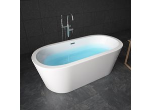 4062048007379 - Freistehende Badewanne Piperi 168 x 80 x 60 – Wanne aus Acryl mit Siphon   Ablaufgarnitur in weiß Luxus Badewanne im Nostalgielook - Tronitechnik