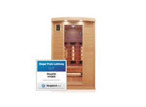 4251575100817 - Dewello - Infrarotkabine Infrarotsauna Hyder inkl Vollspektrumstrahler für 2 Personen - LED-Farblicht - Wärmekabine mit Radio Bluetooth 115 cm x