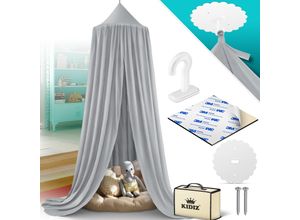 4255598301343 - KIDIZ® Baldachin Kinderzimmer Betthimmel babybett für Schlafzimmer Inkl Aufbewahrungstasche ohne Bohren Saumlänge ca 270cm Moskitonetz Insektenschutz Kinder Spielzelte