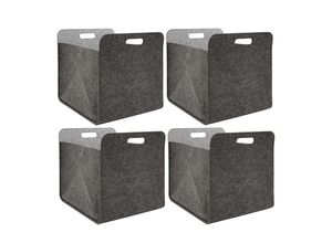 4057216041750 - 4 Felt Storage Boxes 33x33x38cm Kallax Felt Basket Set Ikea Shelf Insert Cubes Grey - grau