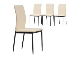 4250263741783 - Albatros Esszimmerstühle CAPRI 4er Set Beige - Edles Italienisches Design Polsterstuhl Kunstleder-Bezug Modern und Stilvoll am Esstisch - Küchenstuhl Stuhl Esszimmer hoher Belastbarkeit