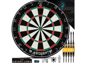 4255598302067 - KESSER® Dartscheibe kork mit 9 Dartpfeile Professional Dartboard + 21 Pro Flights + Zubehör Steeldart Offizielles Dartscheibe 9 Pfeilen Metallspitze Profi Steeldartscheibe - Dartboard inkl Montageset