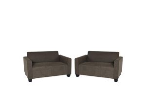 4057651497396 - Sofa-Garnitur Couch-Garnitur 2x 2er Sofa Moncalieri Stoff Textil ~ braun