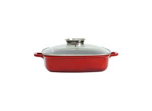 4001856028893 - SSW Crispy Induction Schmorbräter mit Aroma-Glasdeckel Aluminium 4l Rot