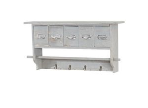 4052826155712 - Garderobe MCW-C49 Wandgarderobe Wandregal Vintage mit 5 Schubladen 32x65x13cm ~ Shabby Look grau